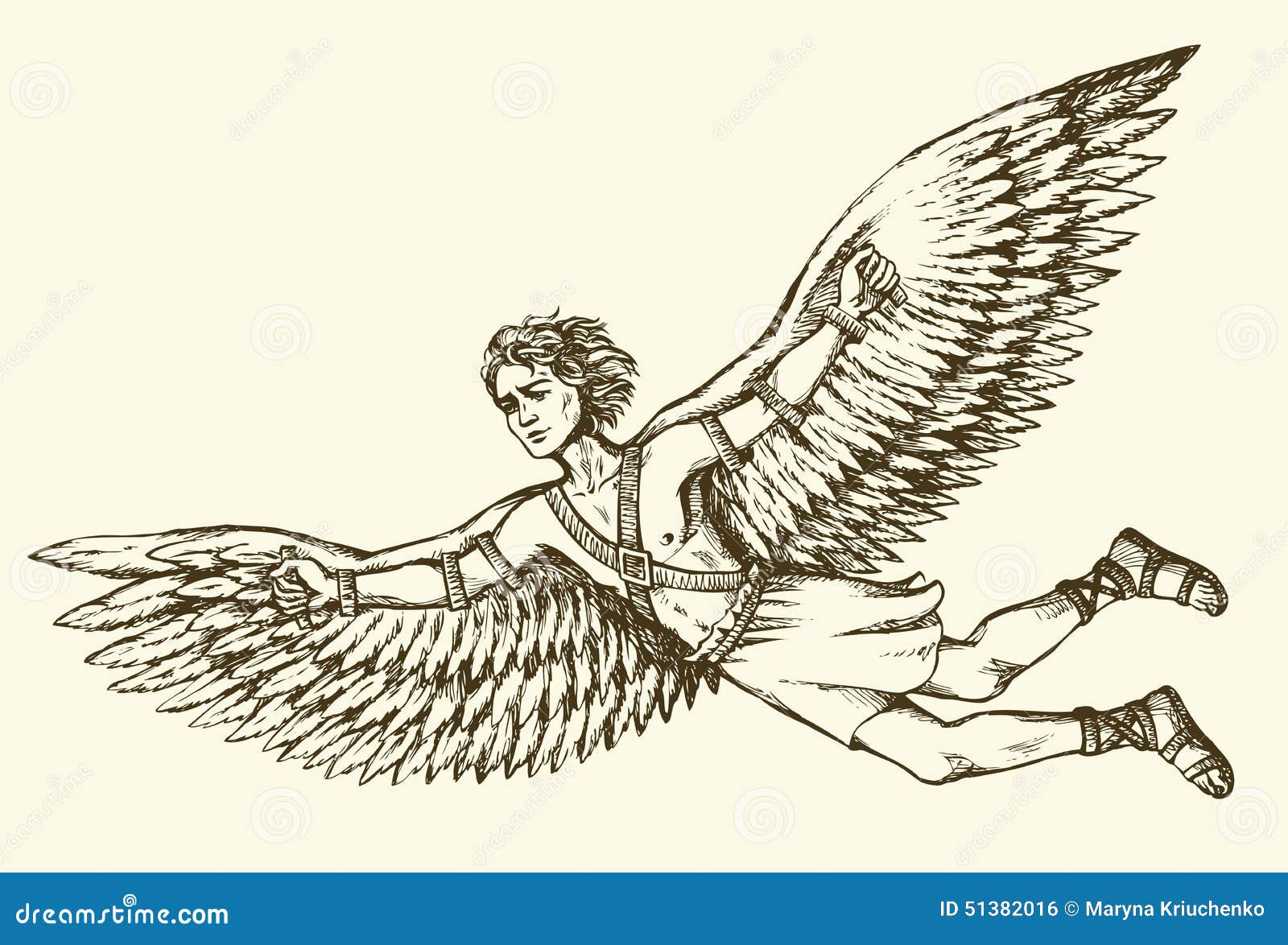 Icarus, Karakter Van Oude Griekse Legende Vector Tekening Vector ...