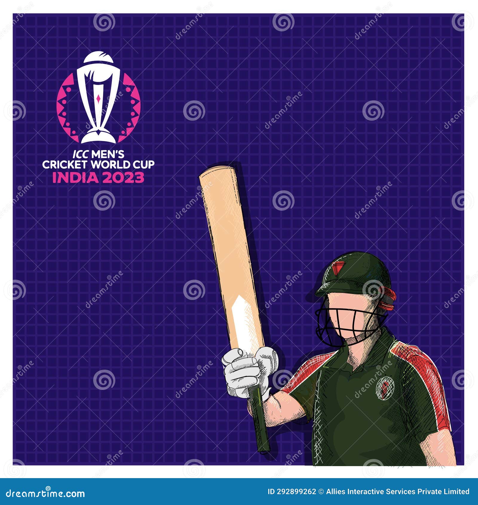Icc Mens Cricket World Cup India 2023 Poster Design Mit Schlagspieler