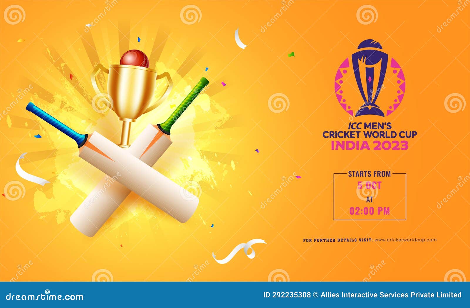 Icc Mens Cricket World Cup India 2023 Posterontwerp Met Realistische