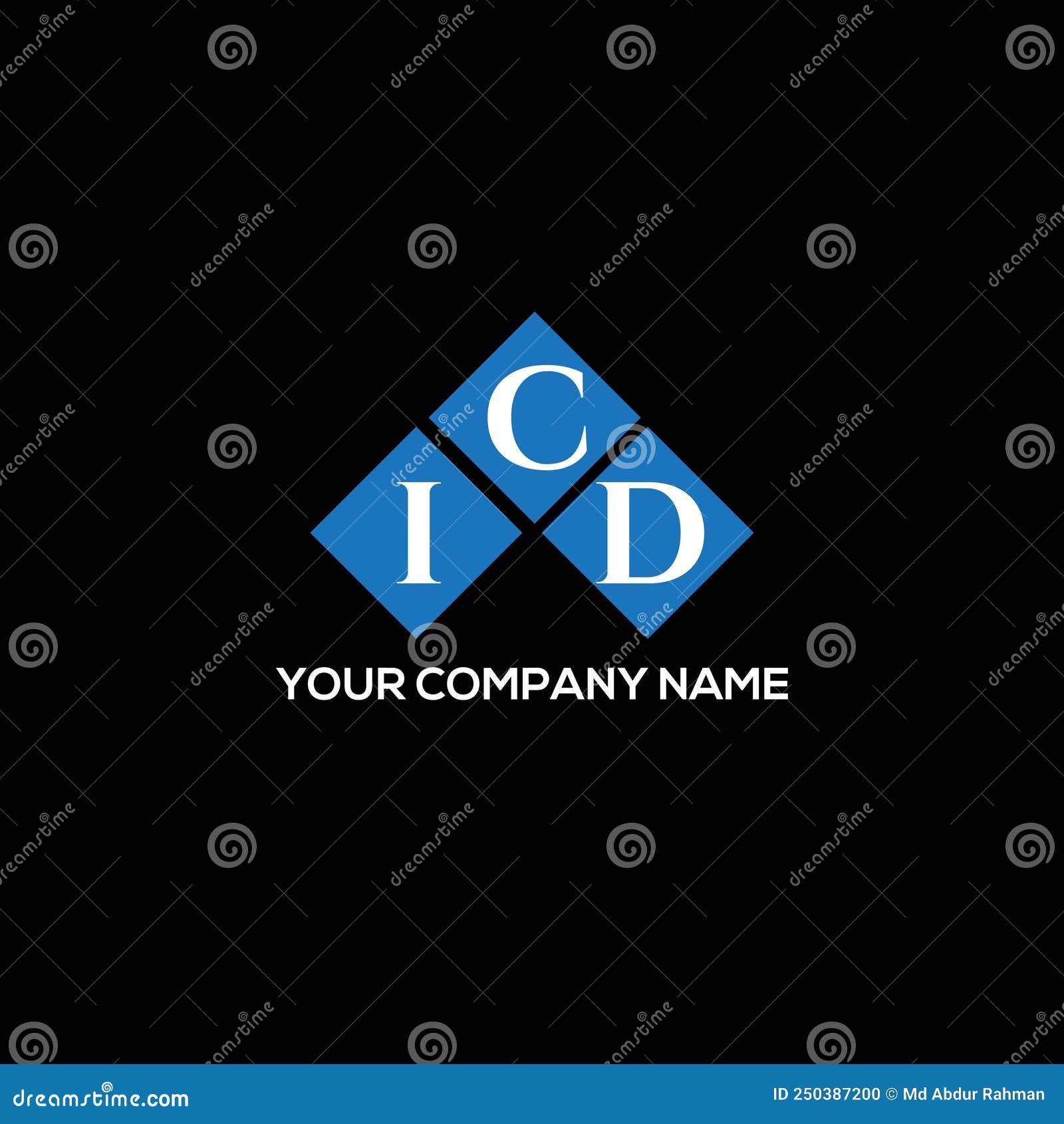 ICD Letter Logo Design on BLACK Background. ICD Creative Initials ...