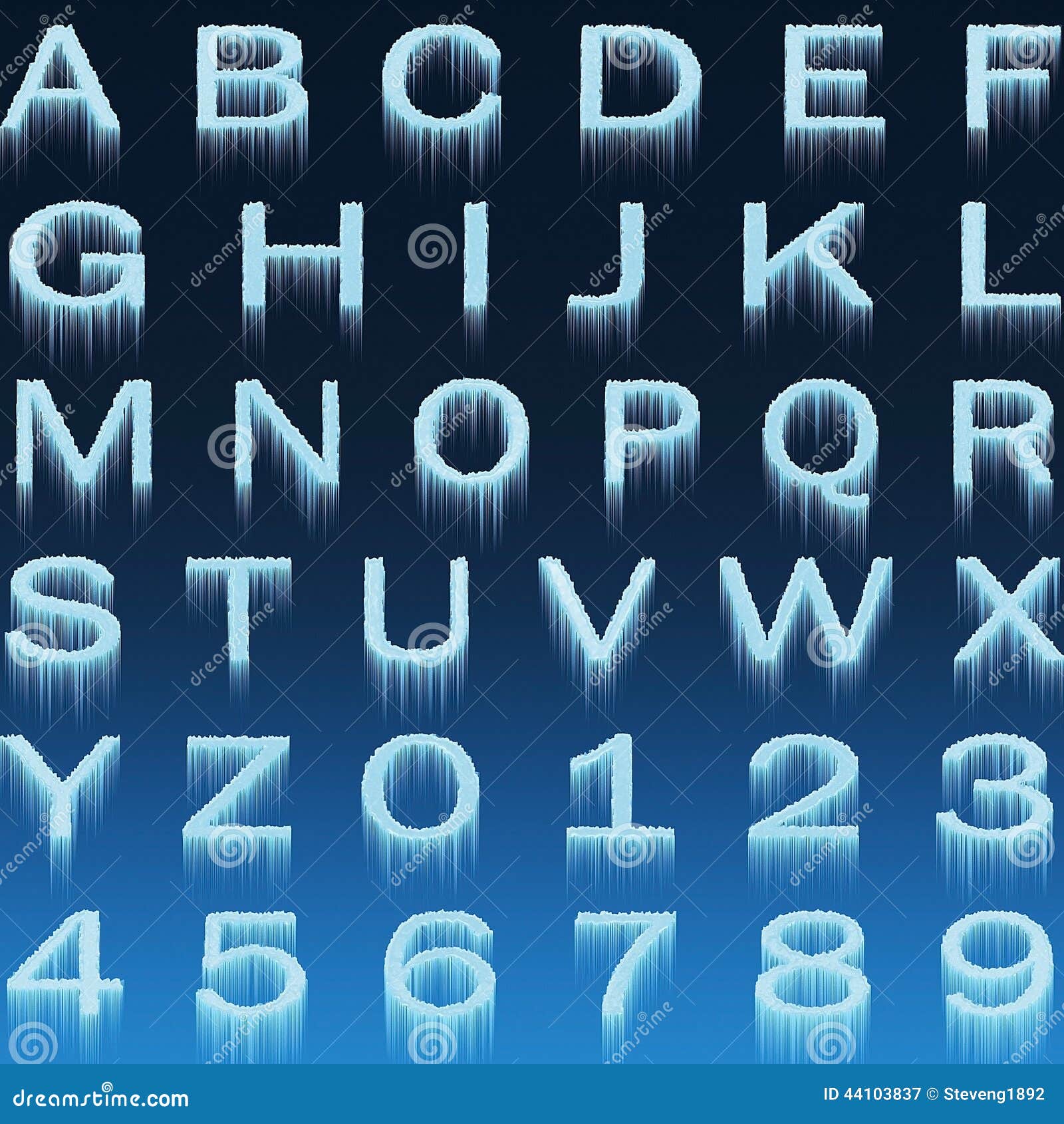 Ice Alphabet on Blue Background Stock Illustration - Illustration of ...