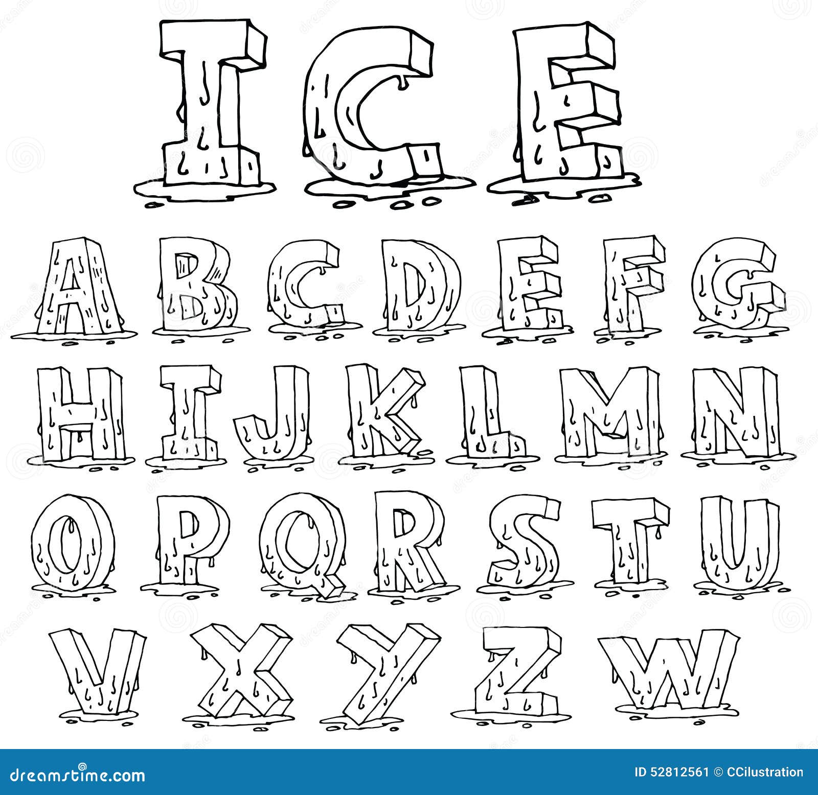 Ice Alphabet Font Line - Vector Illustration Stock Vector ...