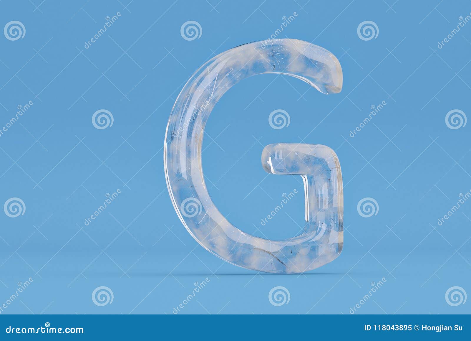Ice Alphabet G on Blue Background Include Path.3D Illustration. Stock ...