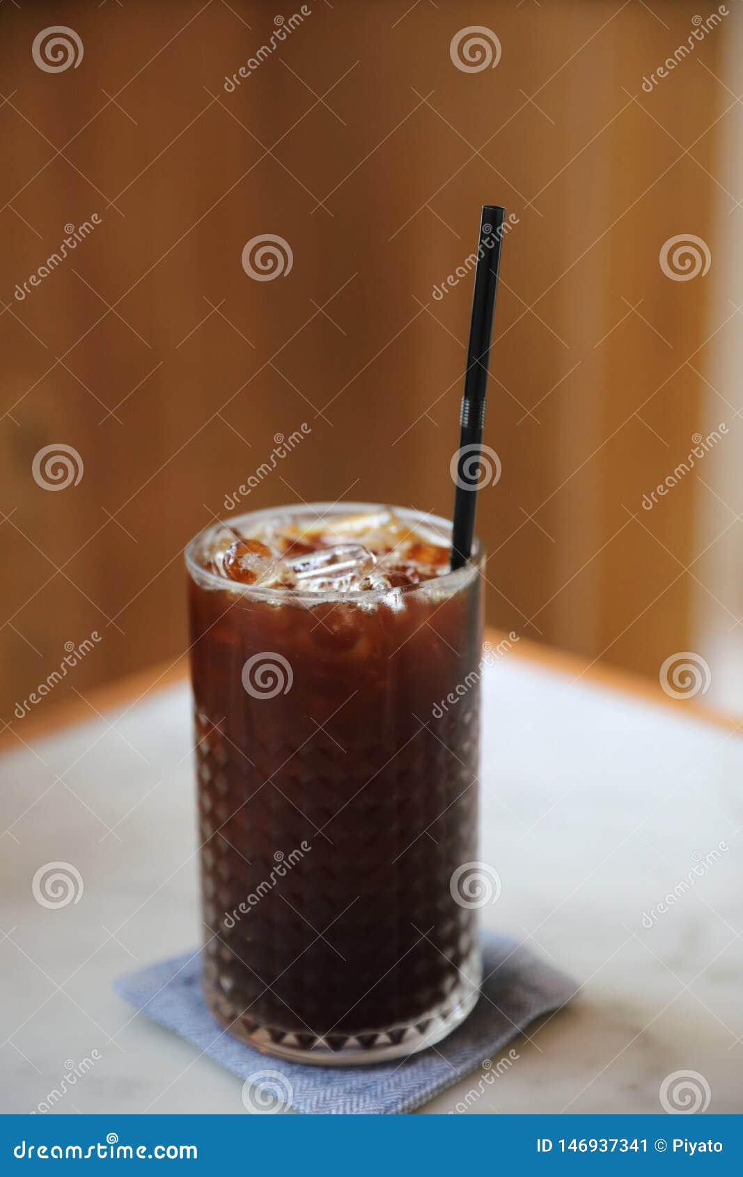 Iced Americano Coffee in Coffee Shop Stock Image - Image of black ...