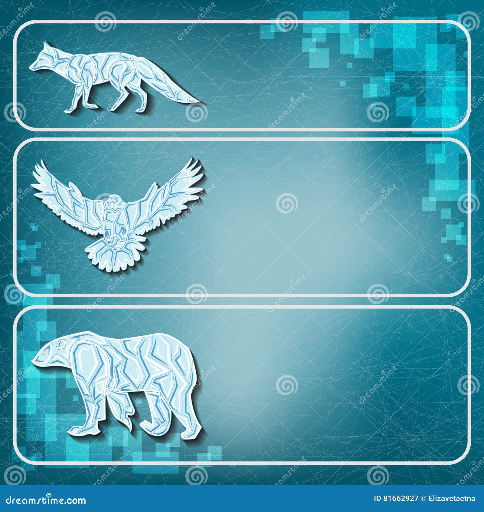 Ice Animals Logos on Frozen Background Stock Vector - Illustration of ...