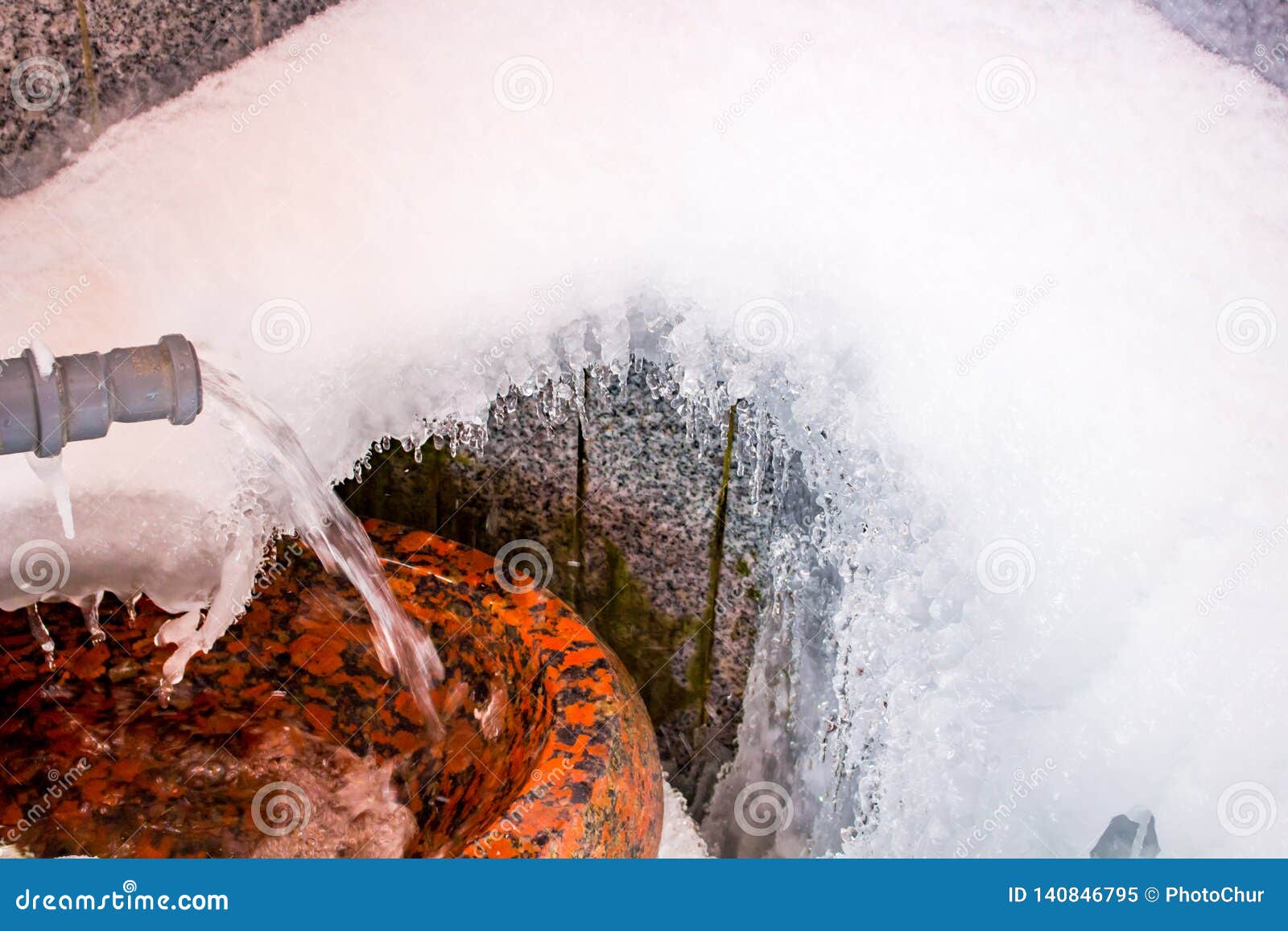 Ice Around the Tap with Spring Water Stock Image - Image of pipe, clean ...