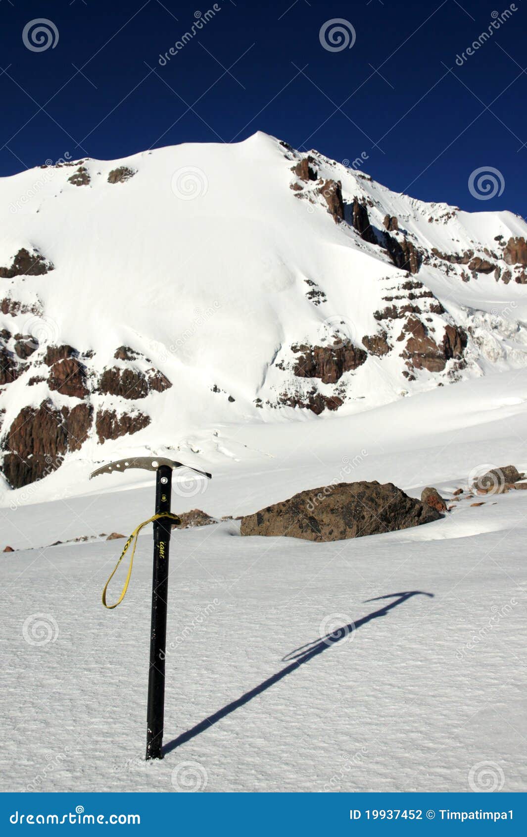 Ice-axe in snow. stock photo. Image of altitude, reflection - 19937452