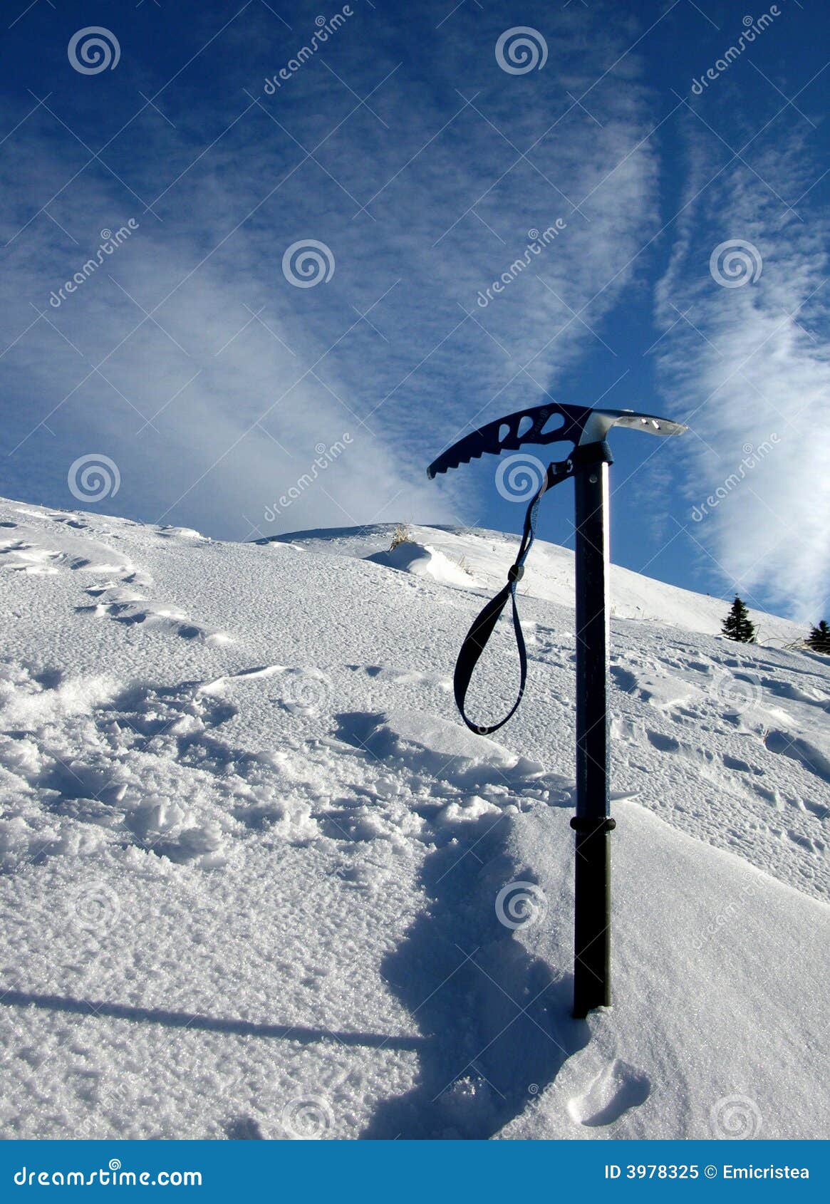 Ice axe on winter stock image. Image of axes, track, snow - 3978325
