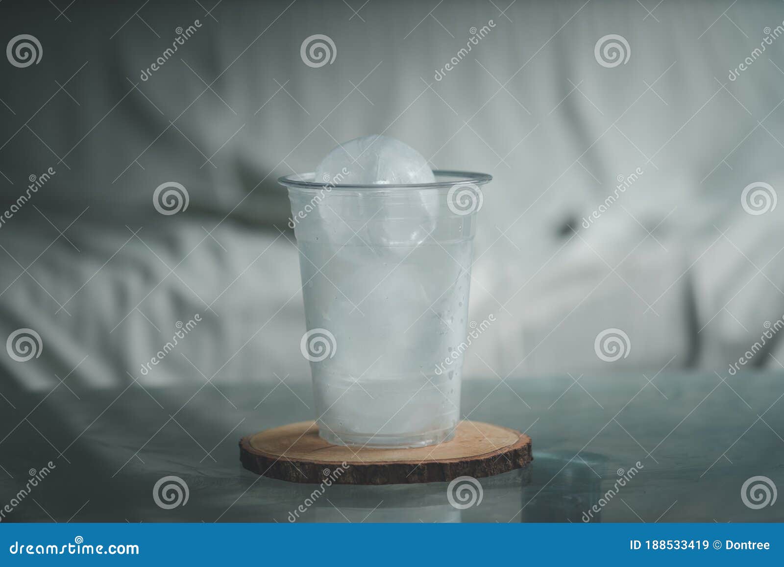 Ice Ball Shape in Plastic Glass for Cold Drink Stock Image - Image of ...