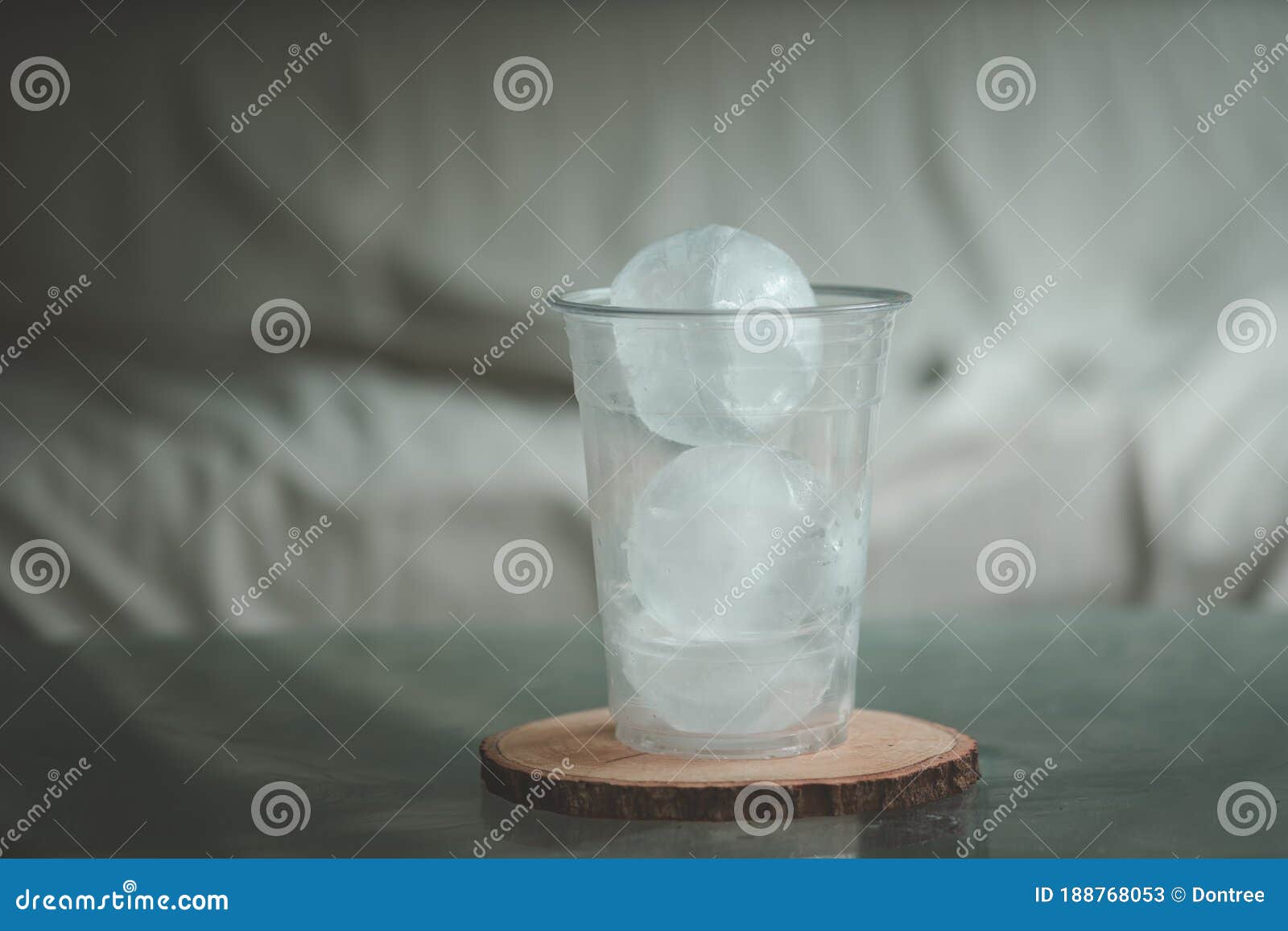 Ice Ball Shape in Plastic Glass for Cold Drink Stock Image - Image of ...