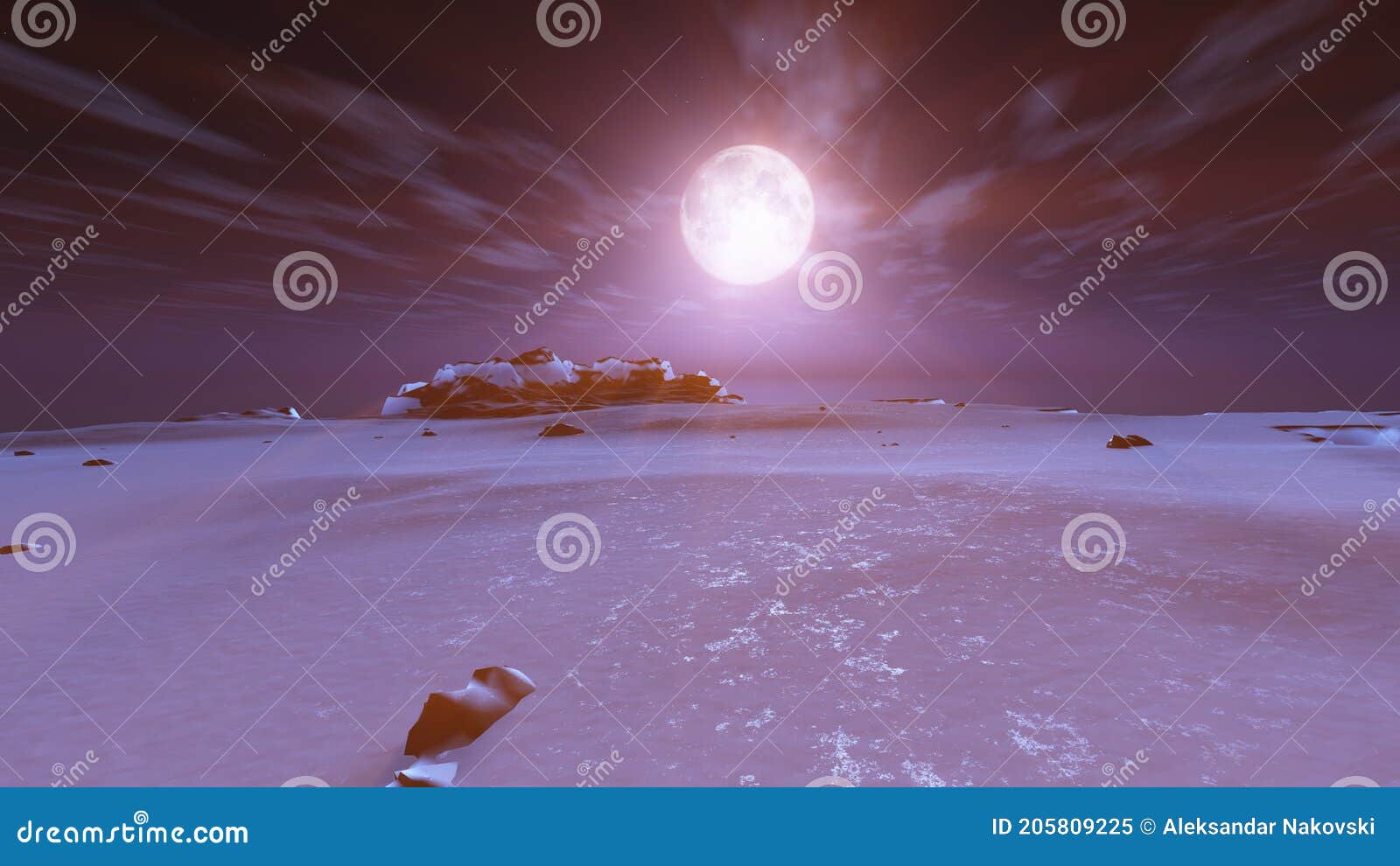 Ice Berg Night Full Moon, 3d Render Stock Illustration - Illustration ...
