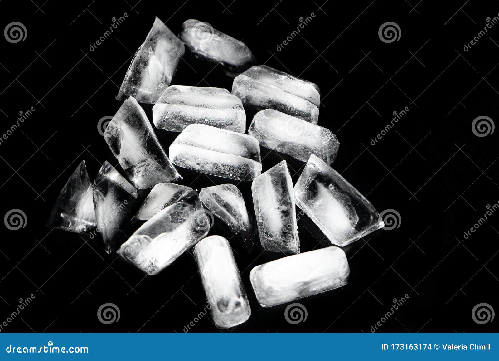 Ice on a black background stock photo. Image of macro - 173163174