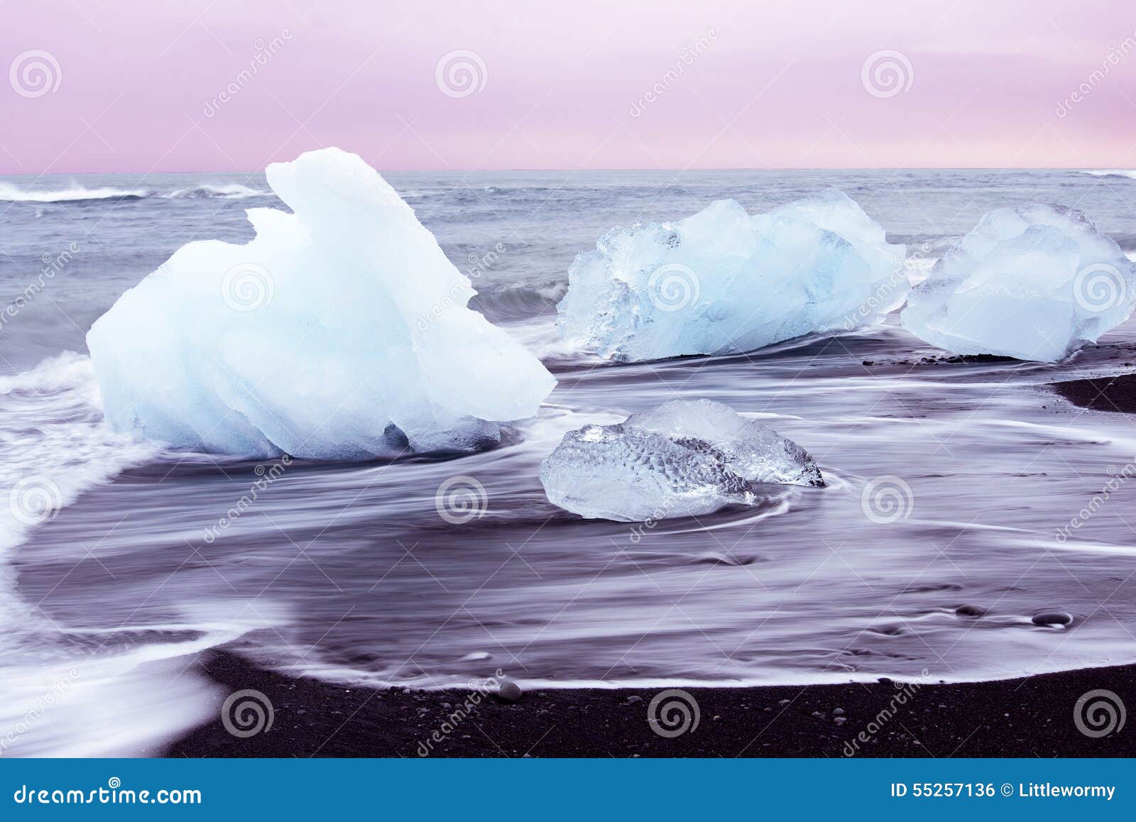 Ice on the Black Beach of Jokulsarlon, Iceland Stock Photo - Image of ...