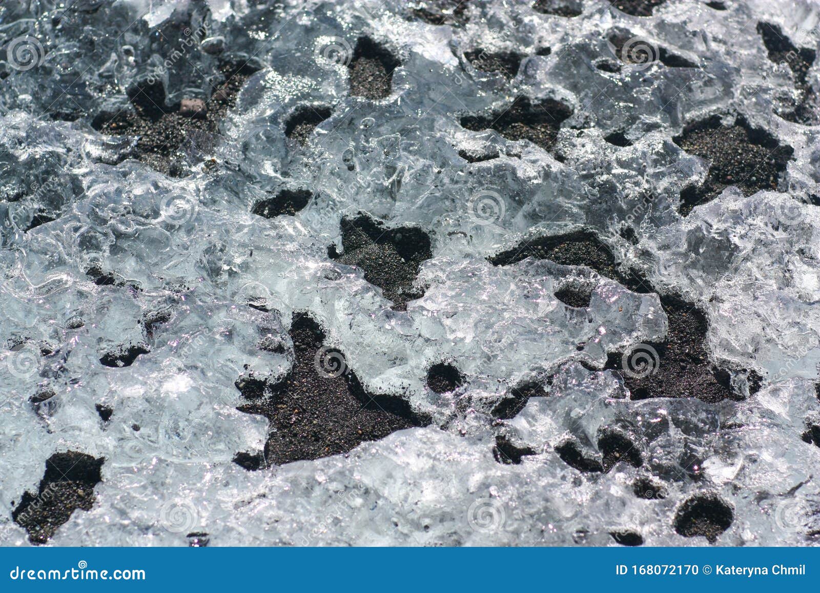 Ice on the Black Sand on the Ocean in Iceland Stock Photo - Image of ...