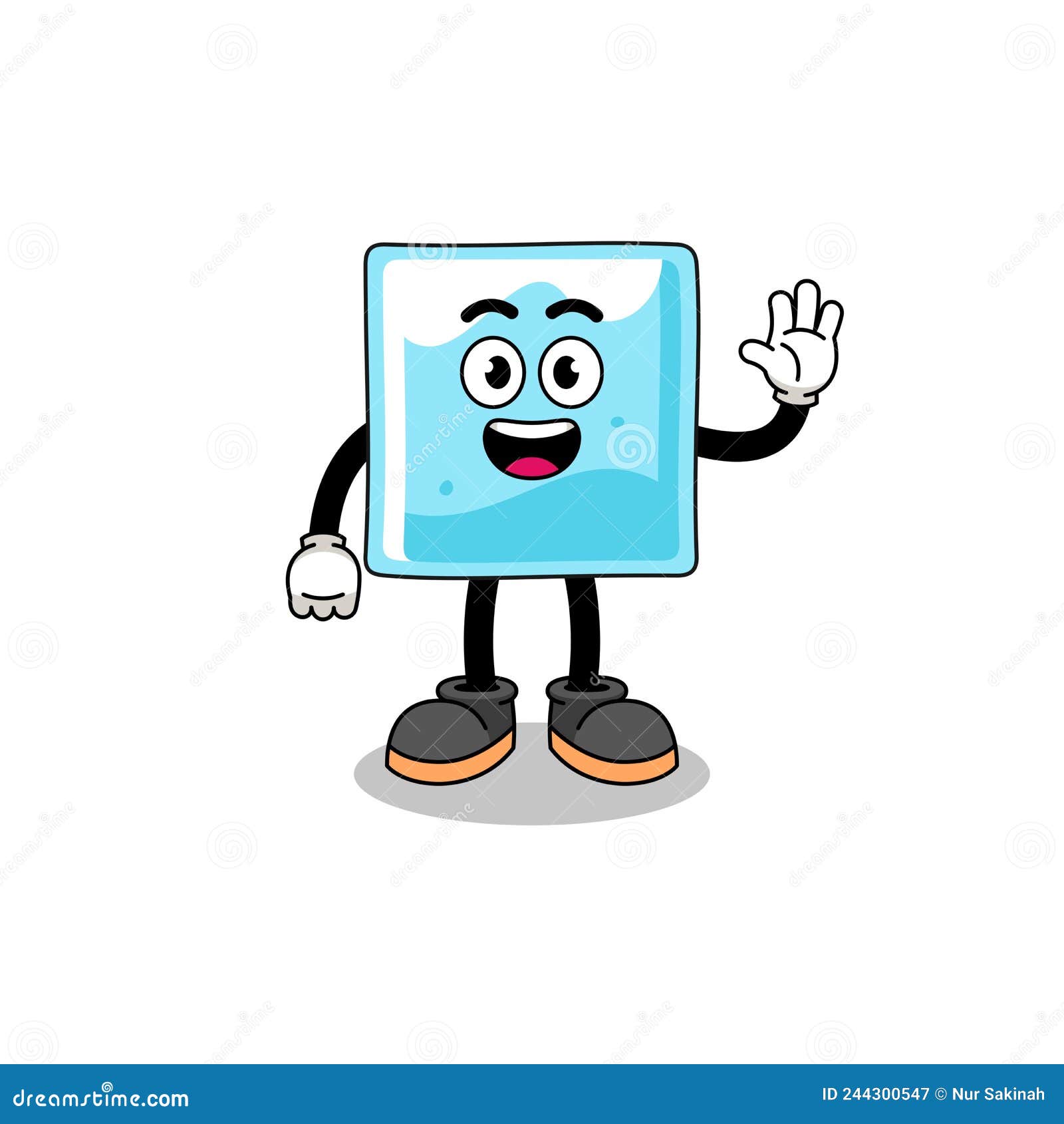 Ice Block Cartoon Doing Wave Hand Gesture Stock Vector - Illustration ...