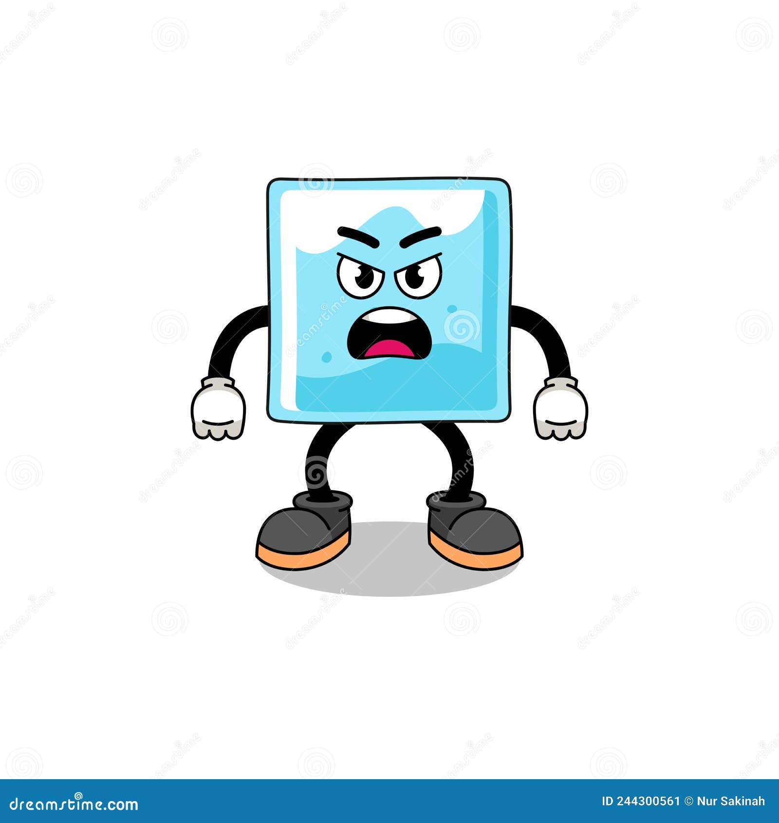 Ice Block Cartoon Illustration with Angry Expression Stock Vector ...