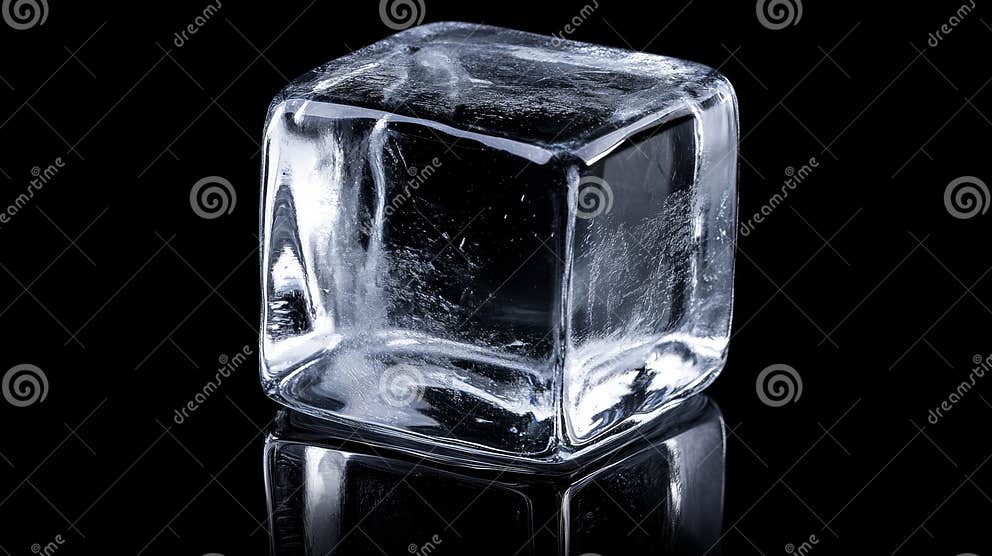 Ice Block Isolated, Frozen Solid, Transparent and Cold on a Dark ...