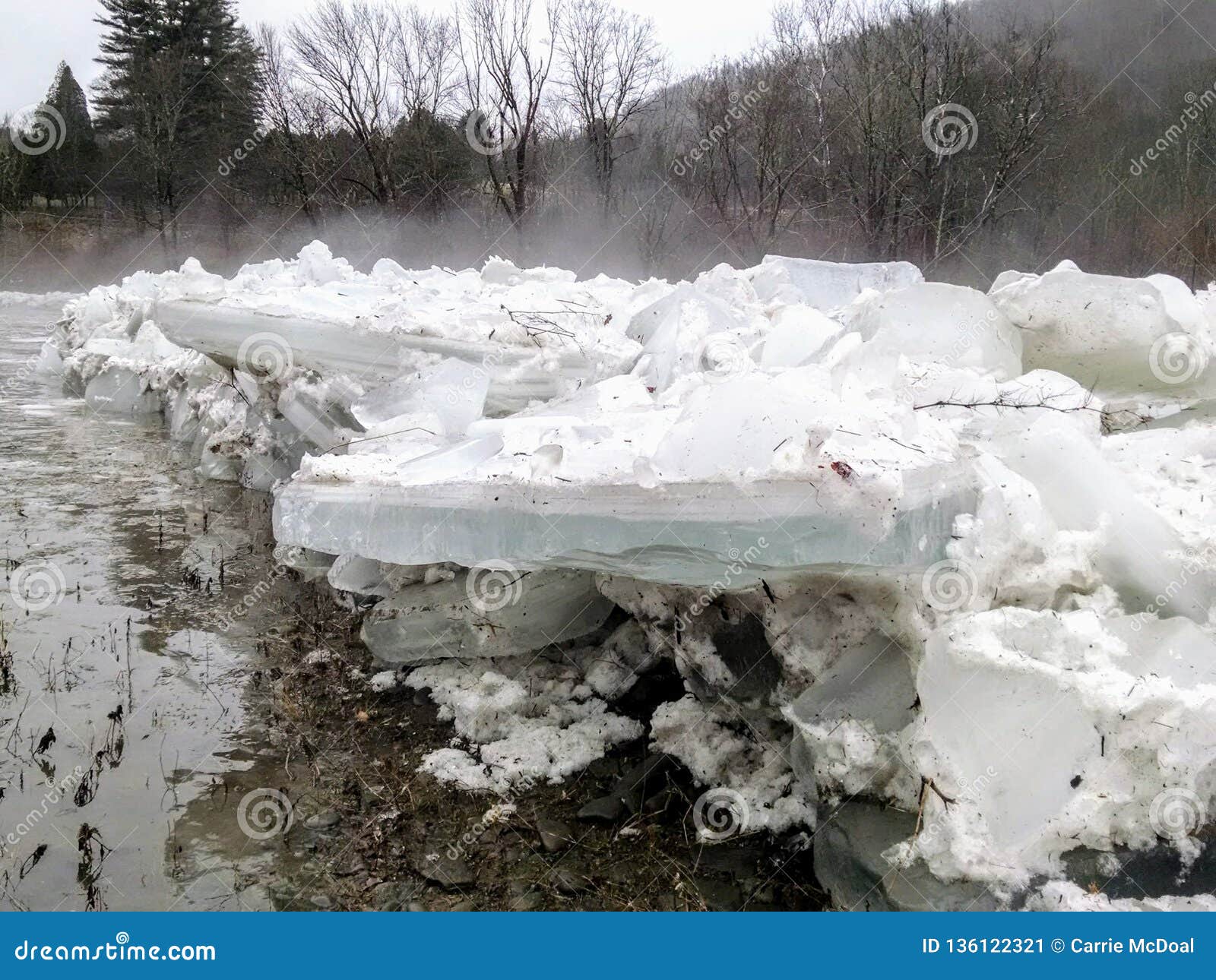 Ice blocks from an ice dam stock image. Image of beaverkill - 136122321