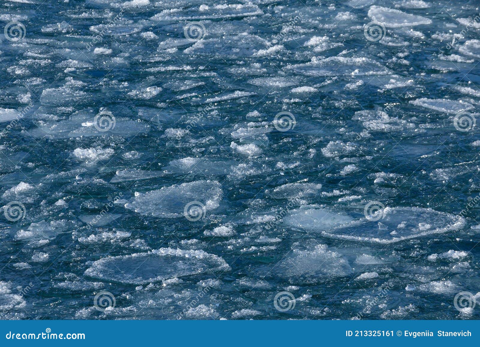 Ice Blocks Floating in Water of Baikal Lake in December Stock Image ...