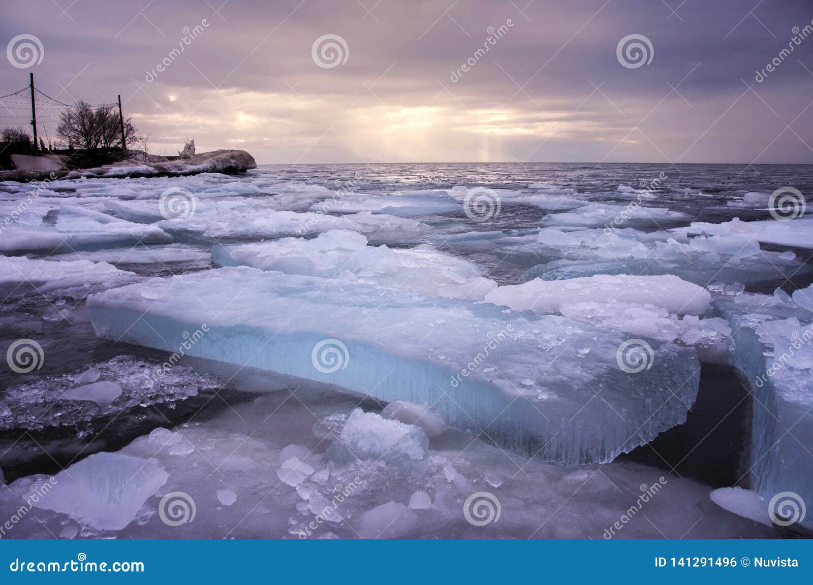 Ice blocks by the lake stock photo. Image of melt, cold - 141291496