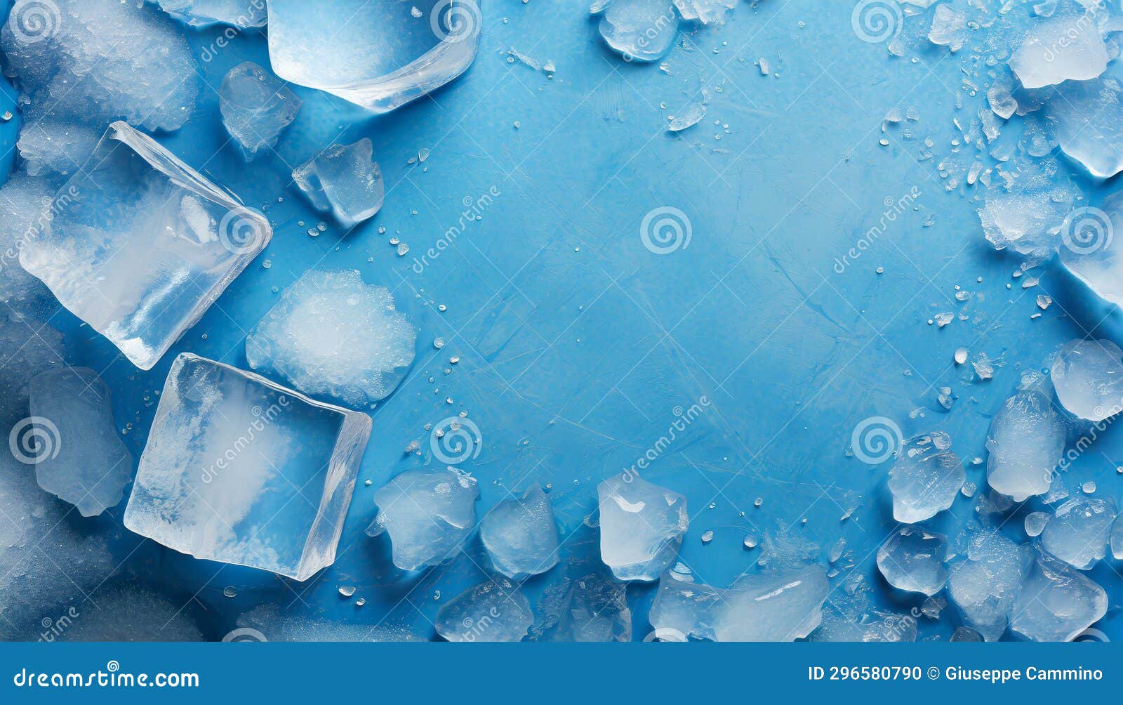 Ice Blue Background, Top View - Generative AI Stock Illustration ...