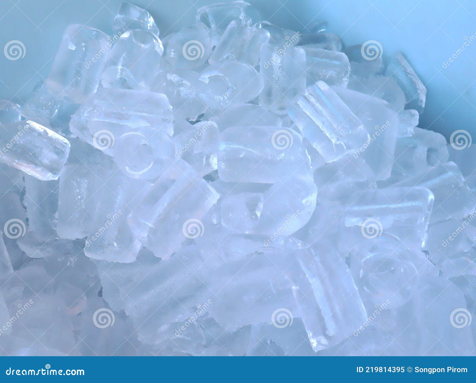 Ice in a Blue Bucket Use for Restaurants Stock Image - Image of clean ...