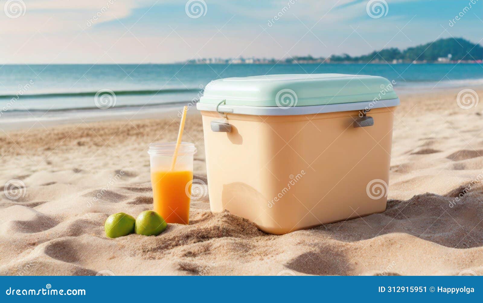 Ice Box Drink Cooler Mockup, On Grass In Urban Parque Royalty-Free ...