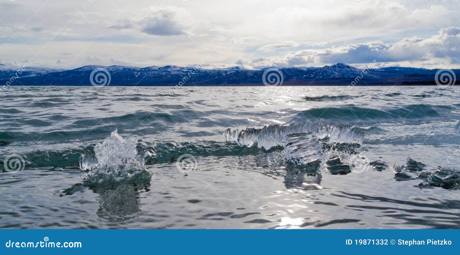 Ice-Break at Lake Laberge, Yukon Territory, Canada Stock Photo - Image ...