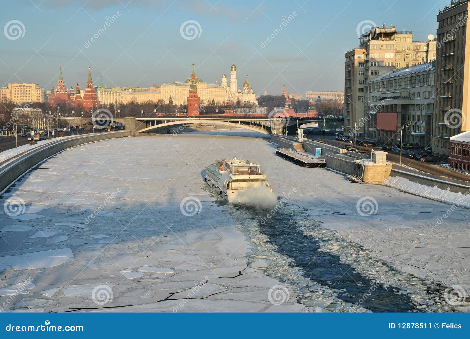 Ice-breaker Against the Backdrop of the Kremlin Stock Image - Image of ...