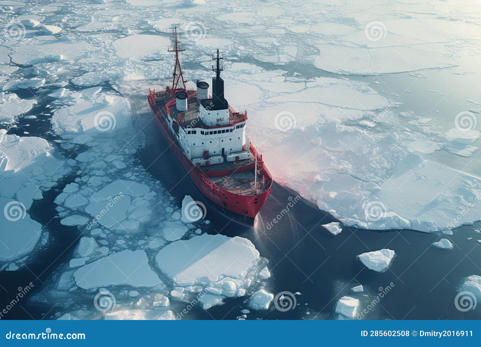 Ice Breaker Moving in Frozen Sea. Stock Photo - Image of international ...