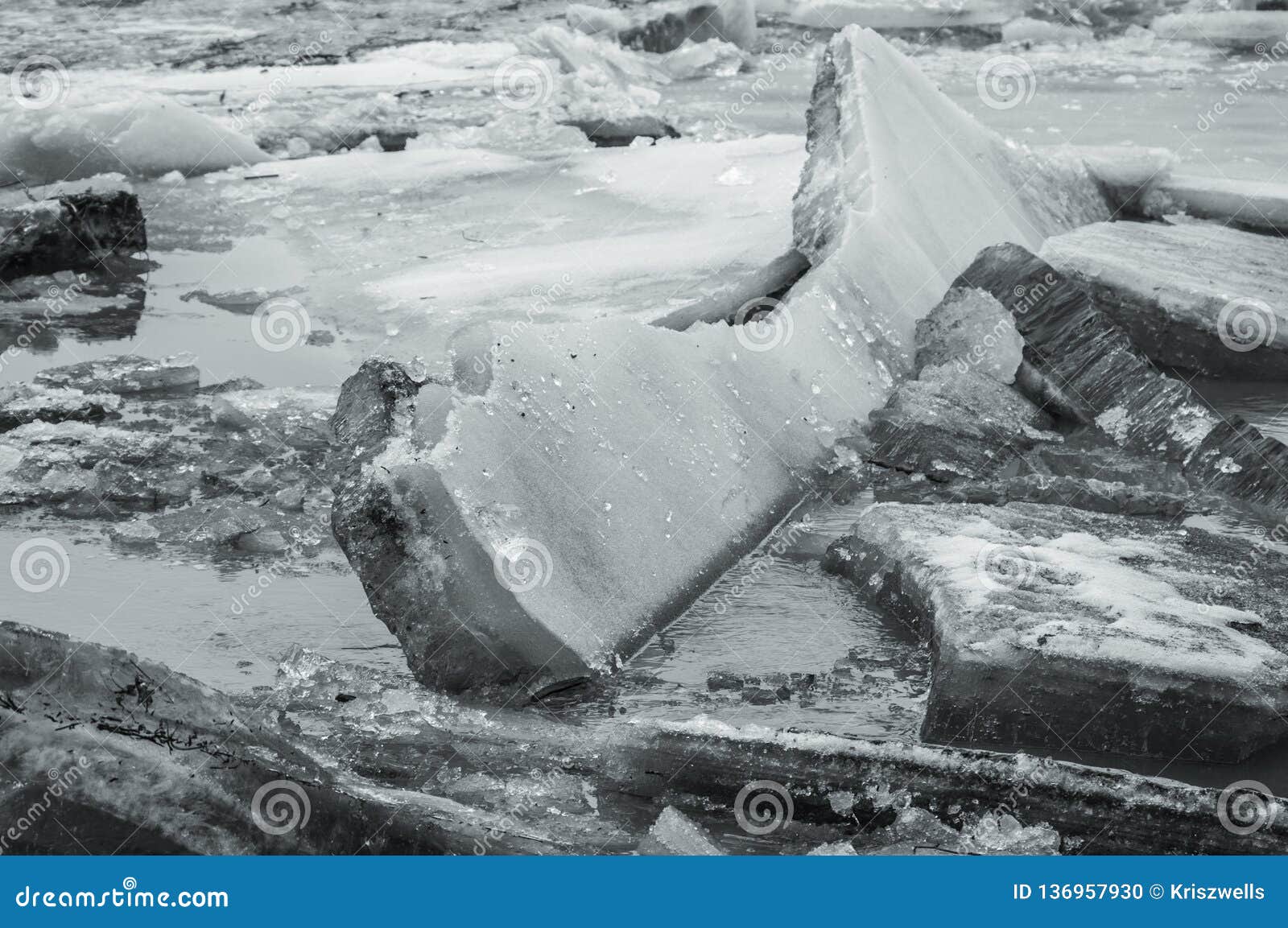 Ice breaking on the lake stock photo. Image of breaking - 136957930