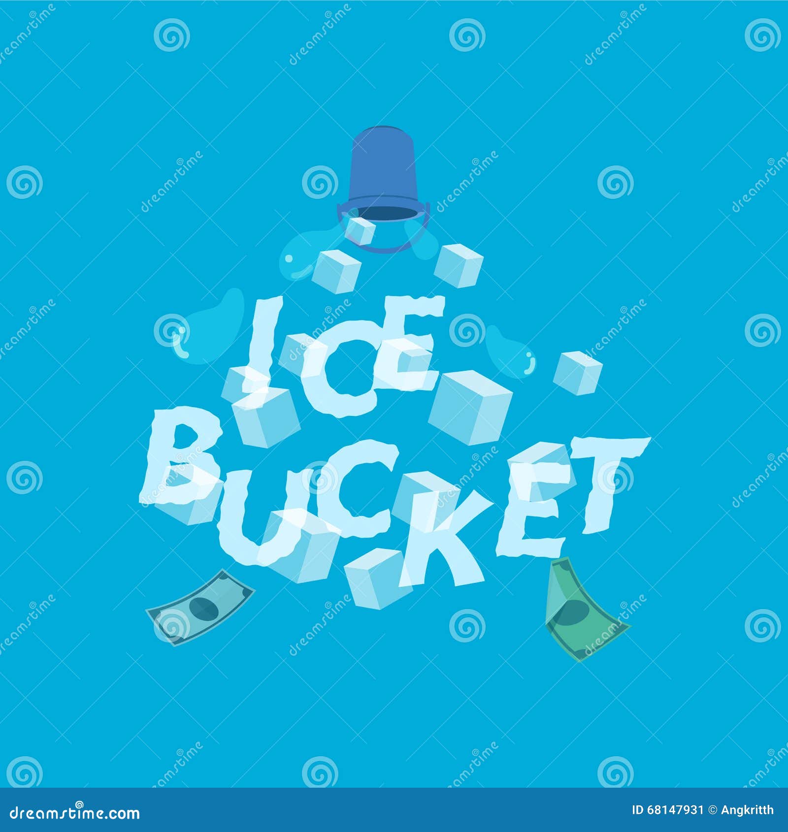 Ice bucket. ice with money stock illustration. Illustration of head ...