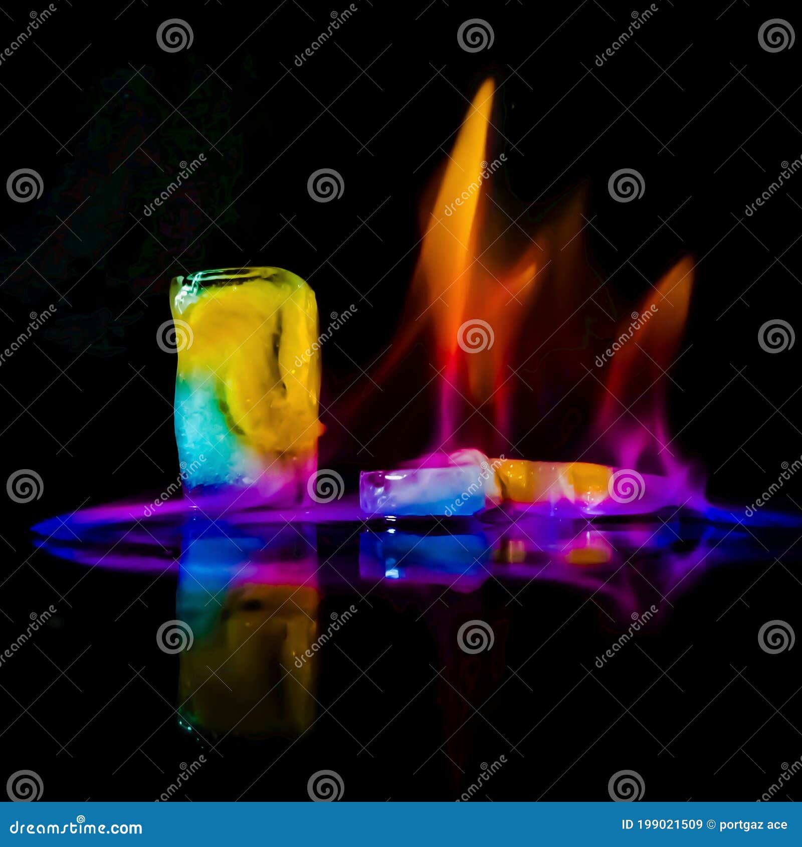 Ice burning with fire stock image. Image of flame, fire - 199021509