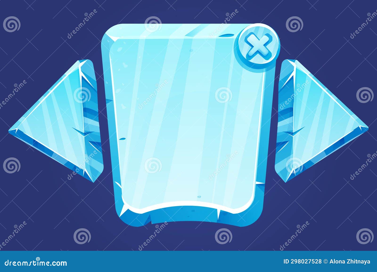 Ice Button, Frozen Frame, Level Menu In Cartoon Style Isolated On White ...