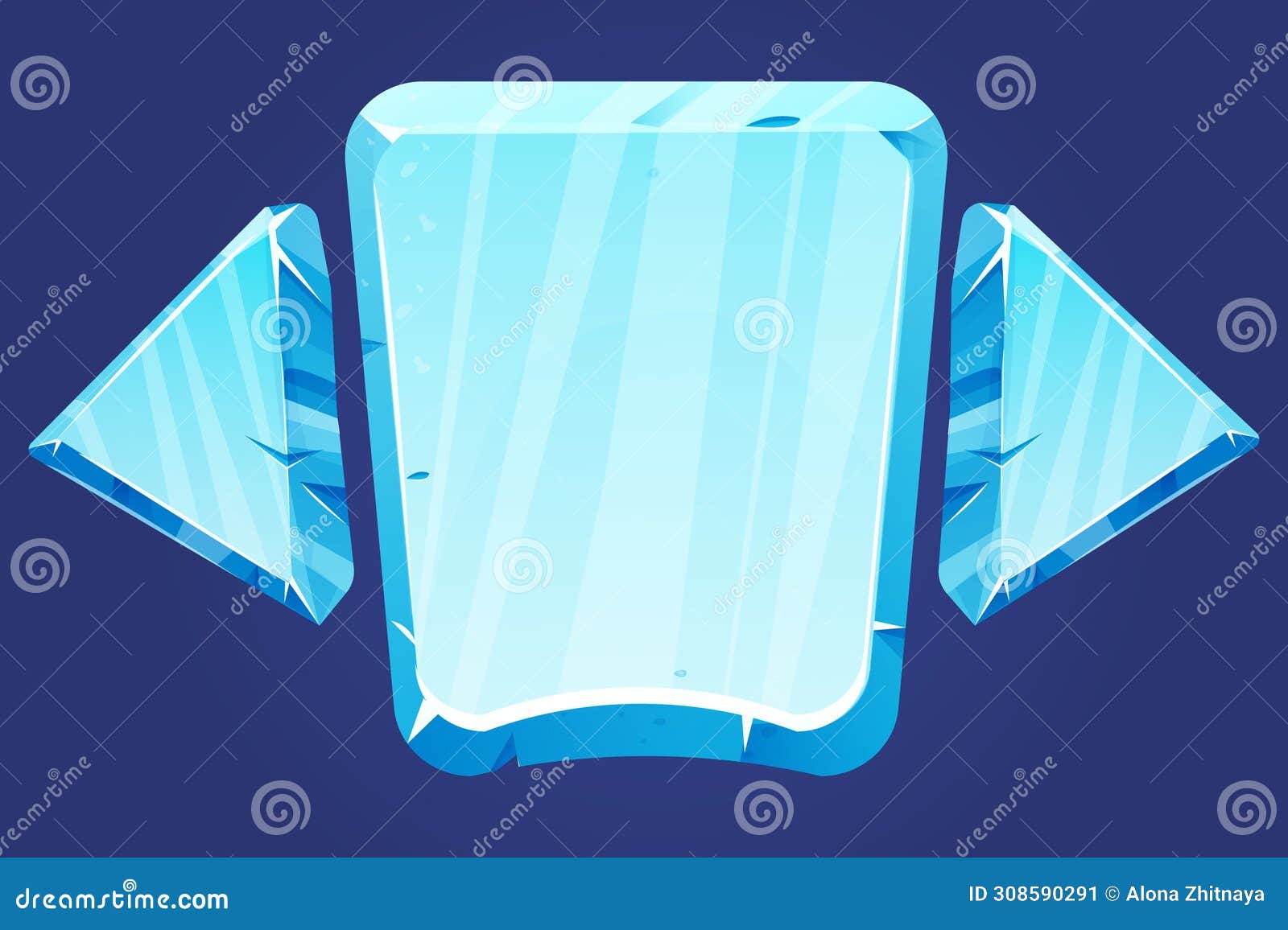Ice Button, Frozen Frame, Level Menu In Cartoon Style Isolated On White ...