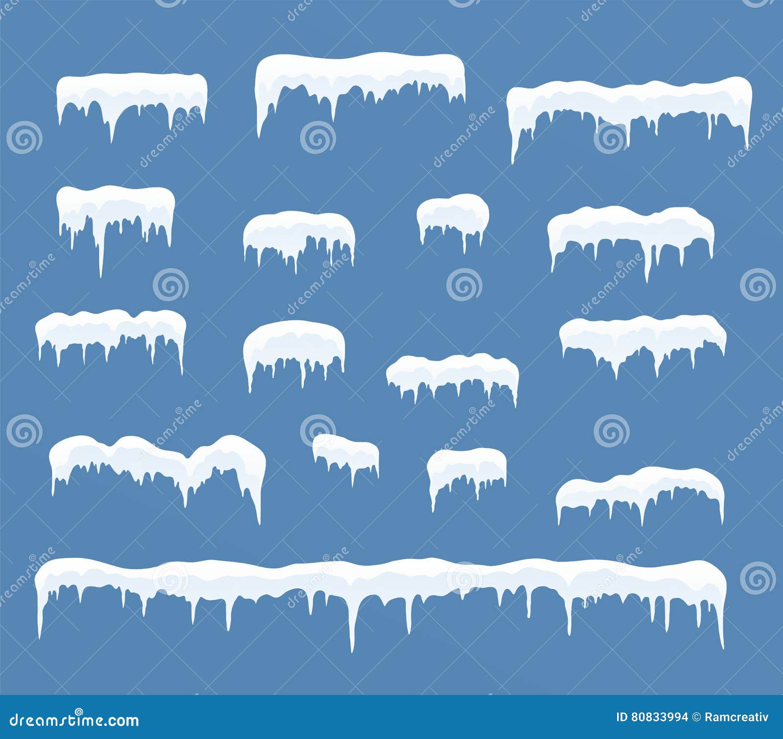 Ice Caps Set. Snowdrifts, Icicles, Elements Winter Decor Stock Vector ...