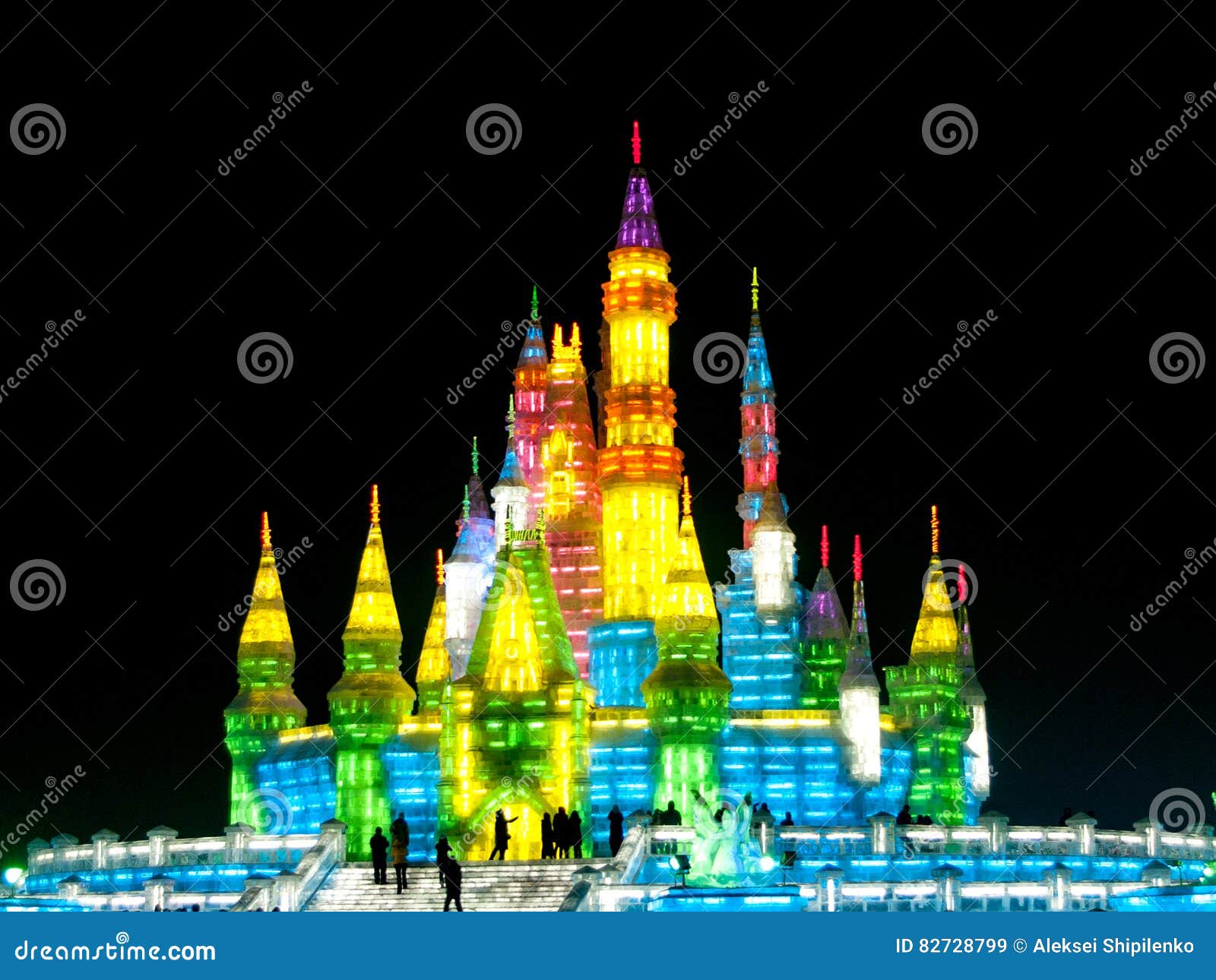 Ice castle in Harbin editorial stock image. Image of light - 82728799