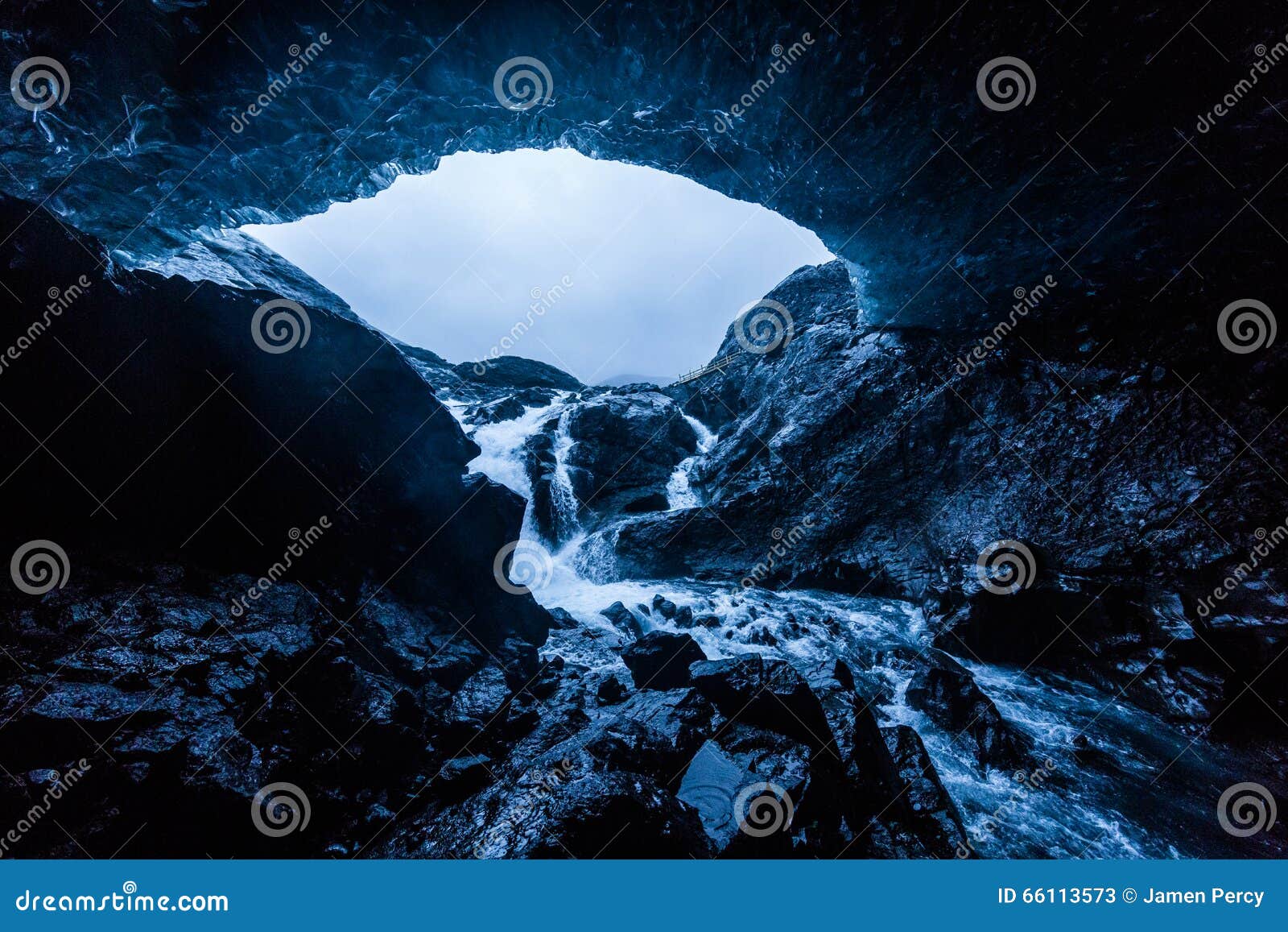Ice Cave in Iceland Deep Tunnel Stock Image - Image of change, frozen ...