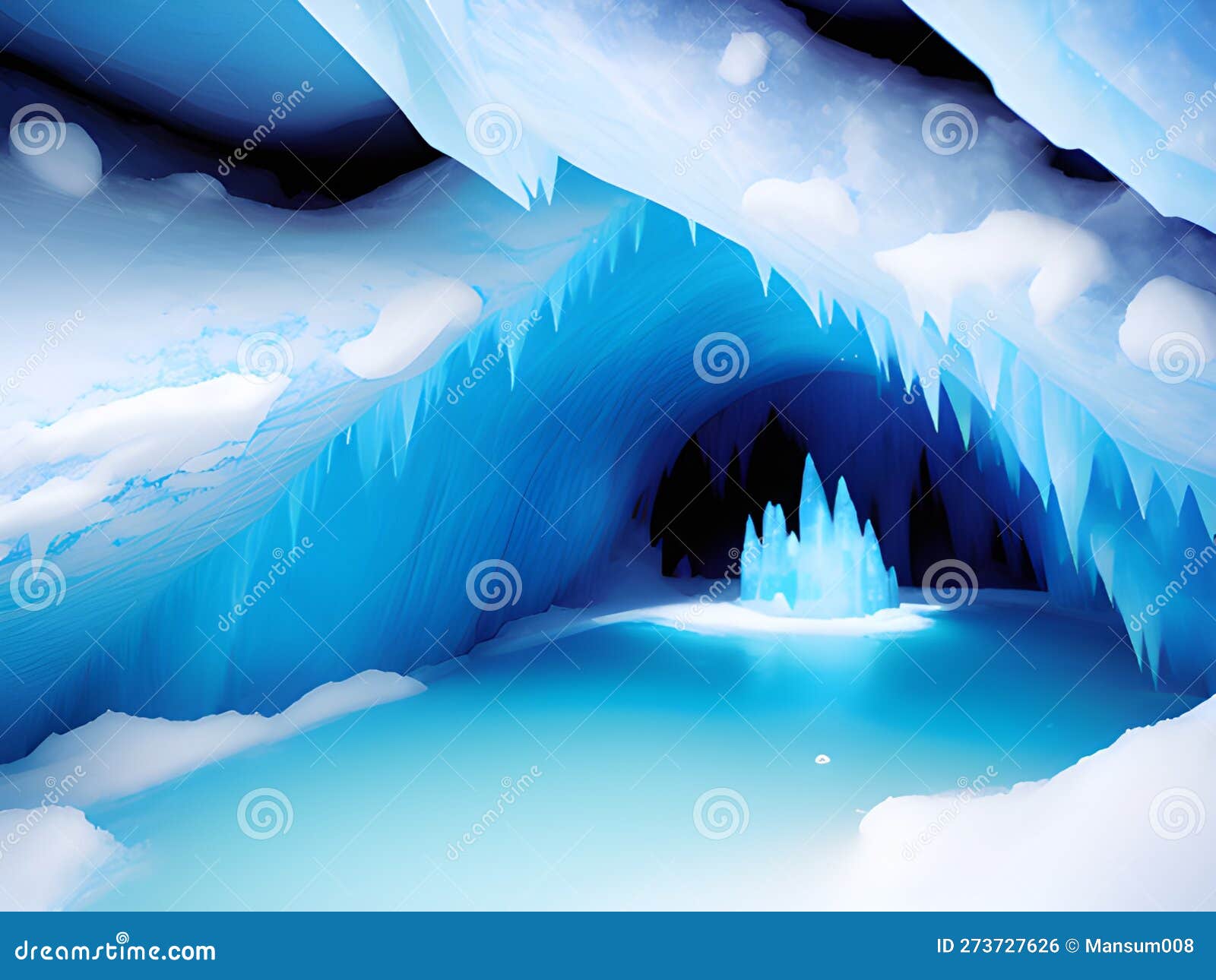 Ice Cave with Mountains and Snow , Ai Generated Stock Illustration ...