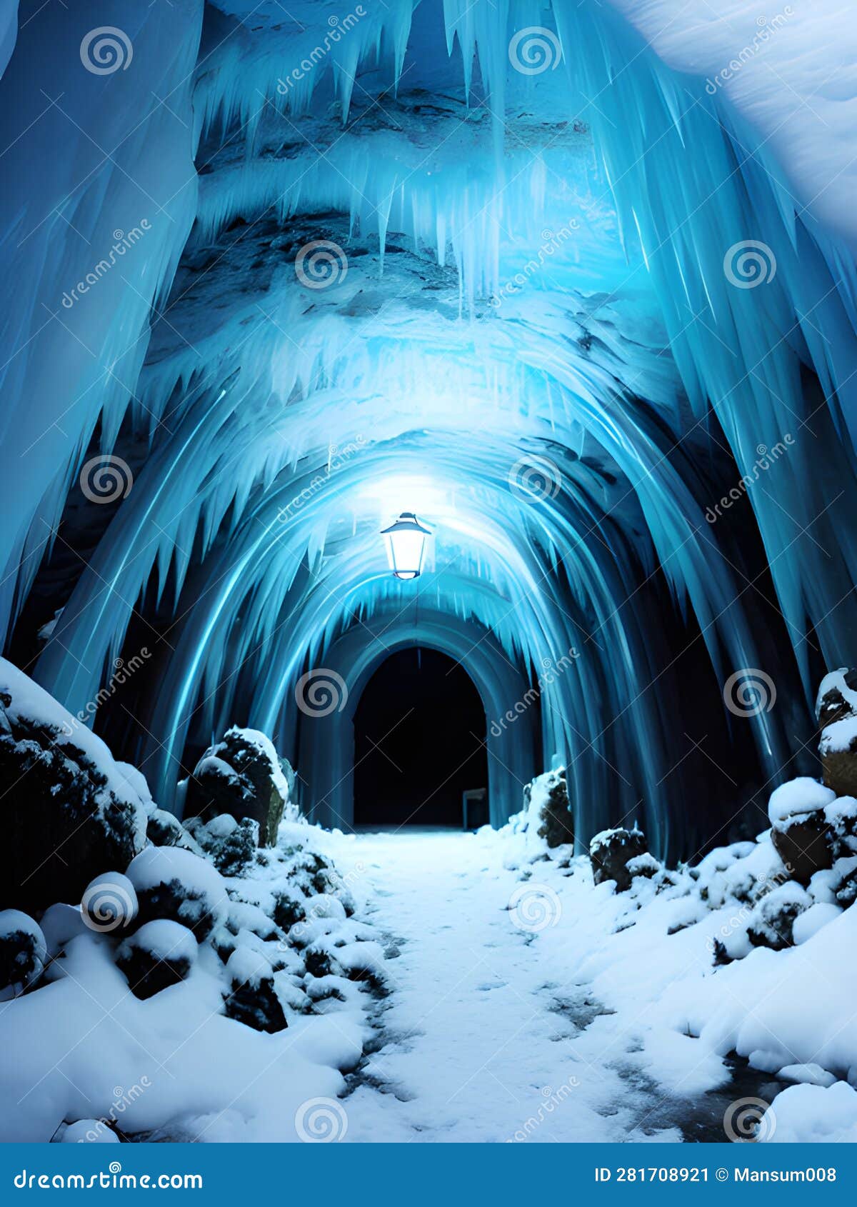 Ice Cave in the Winter, Ai Generated Stock Illustration - Illustration ...