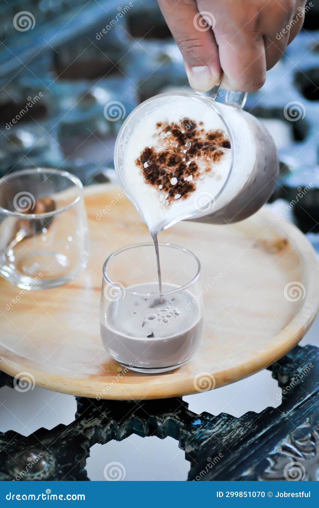 Ice Cocoa or Ice Chocolate or Pouring Cocoa Stock Photo - Image of dark ...
