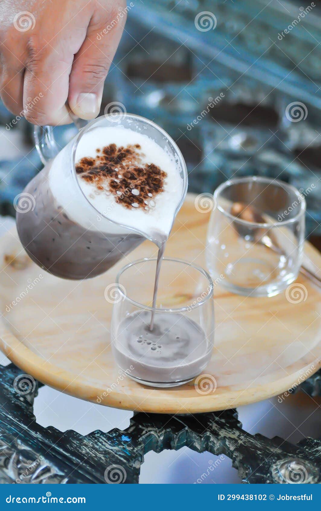 Ice Cocoa or Ice Chocolate or Pouring Cocoa Stock Photo - Image of milk ...
