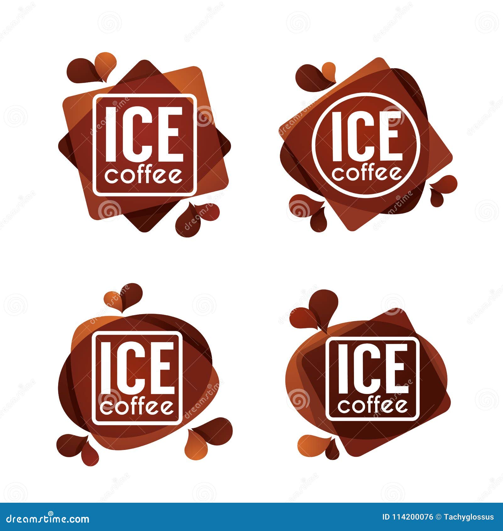 Ice Coffe, Vector Collection of Summer Drinks Labels, Stickers a Stock ...