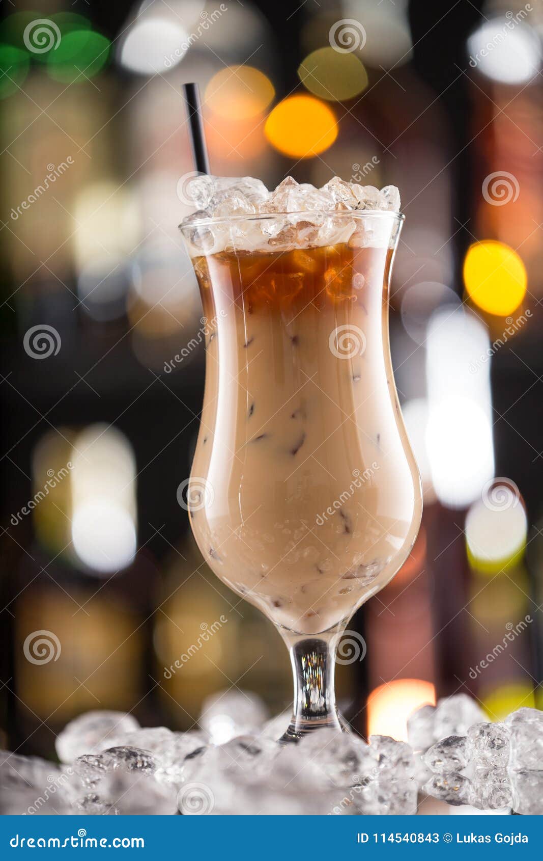 Ice coffee on bar desk. stock image. Image of cream - 114540843