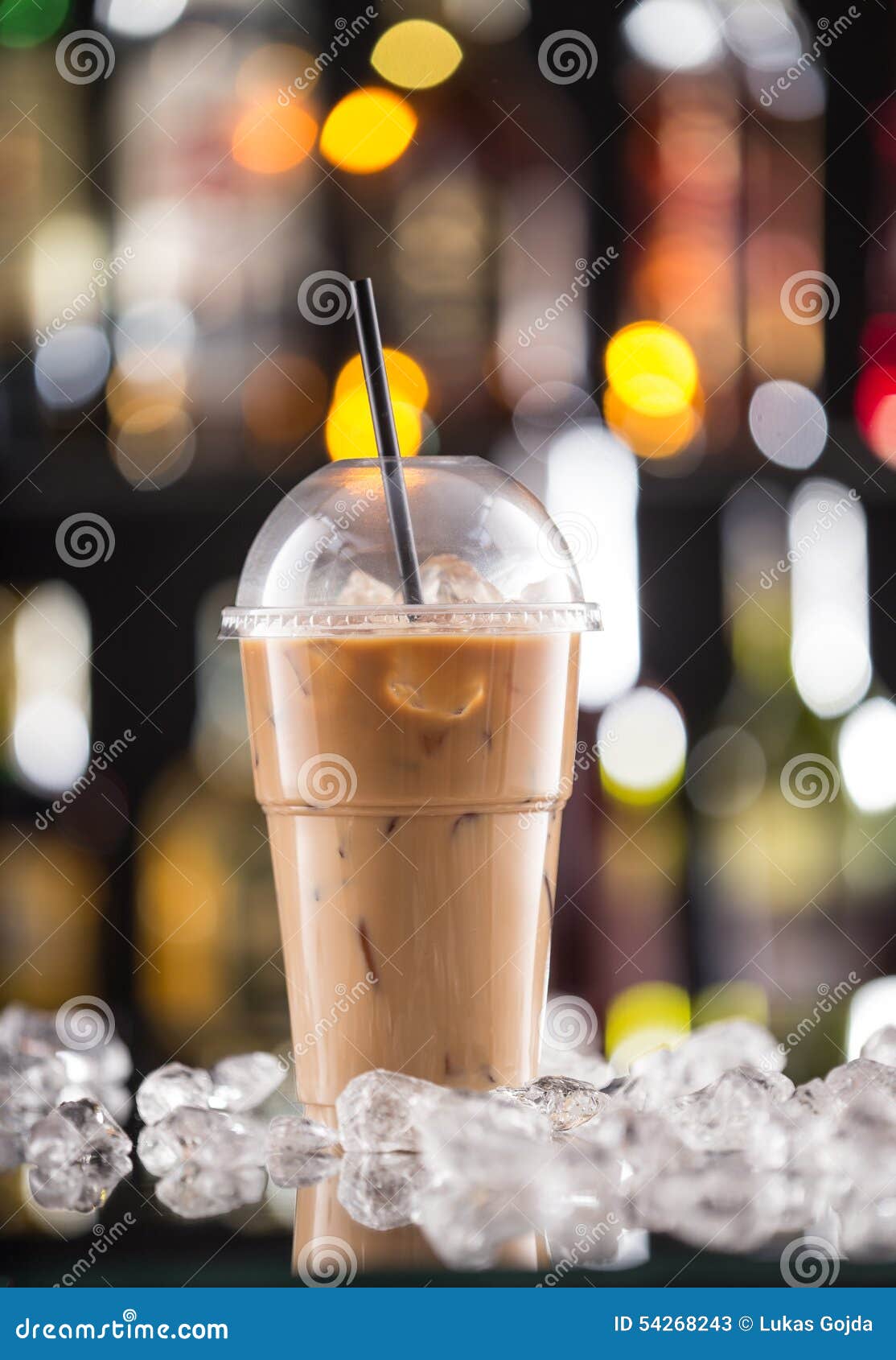 Ice coffee on bar desk stock image. Image of beverage - 54268243
