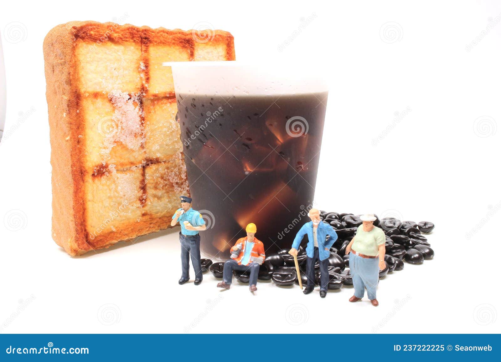 The Ice Coffee with the Mini Figure, Coffee Break Stock Image - Image ...