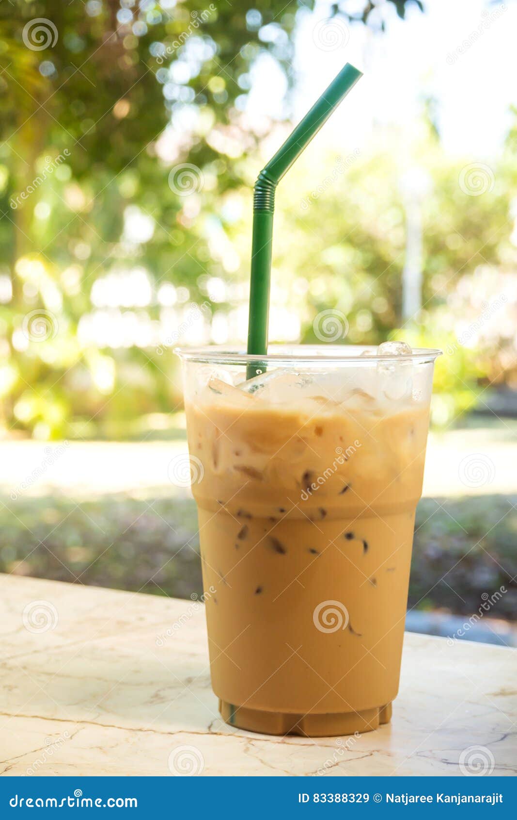 Ice coffee in plastic cup. stock image. Image of cafe - 83388329