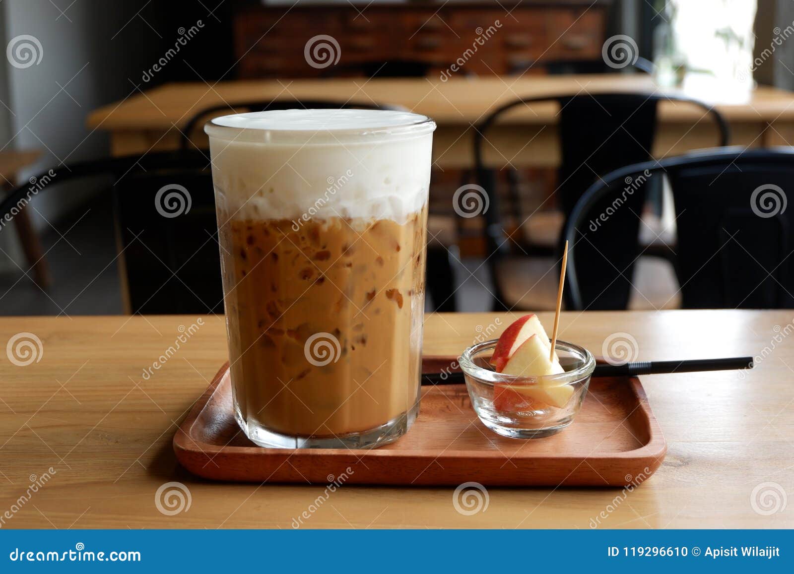Ice coffee in coffee shop. stock photo. Image of culture - 119296610