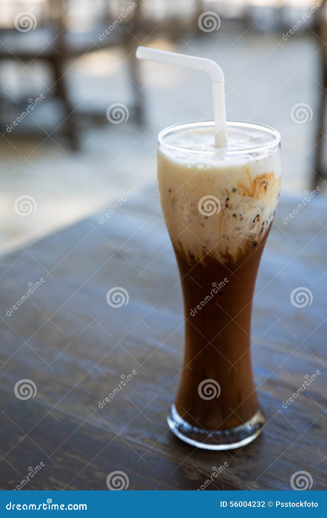 Ice coffee with straw stock photo. Image of sugar, wooden - 56004232