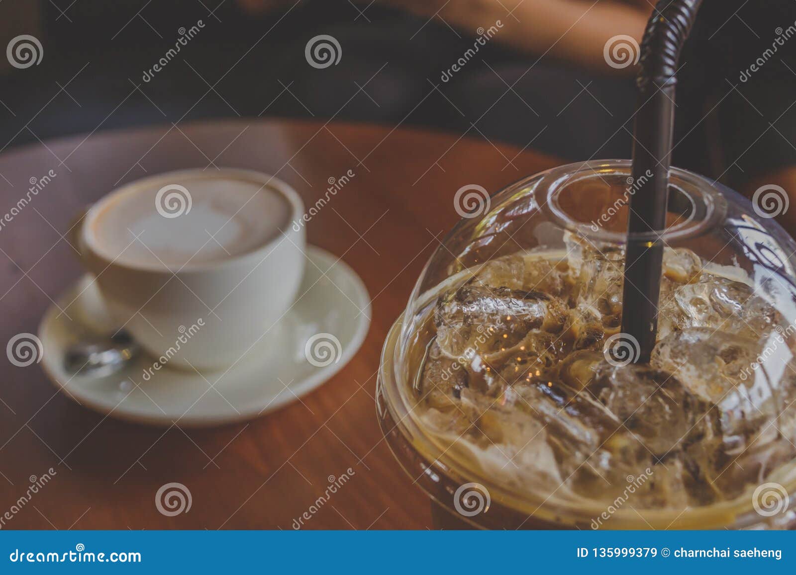 An Ice Coffee on the Table in the Coffee Shop Stock Image - Image of ...